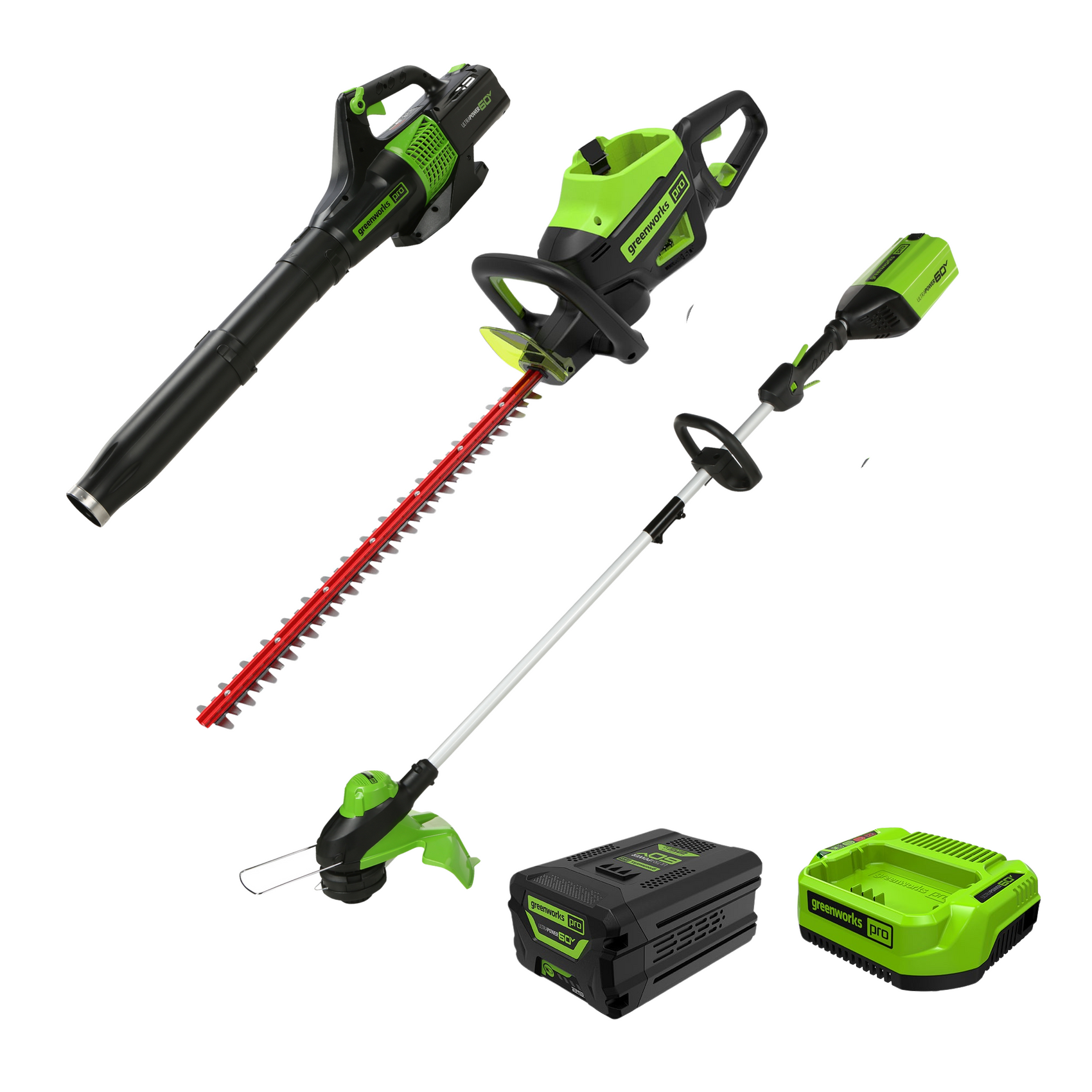 60V 3Pc Cordless Battery Combo Kit W/ String Trimmer, Blower & Hedge ...