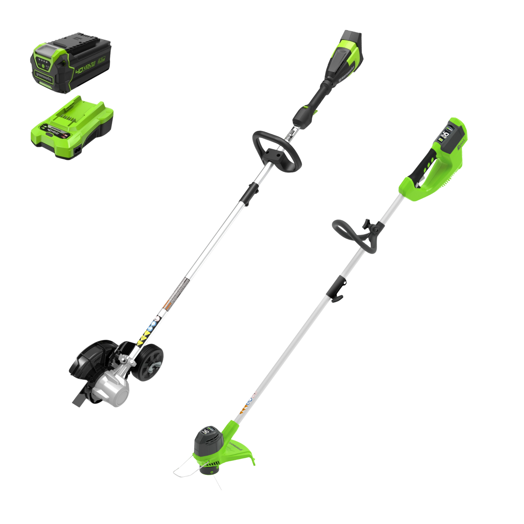 40V 8" Cordless Battery Edger & 12" String Trimmer Combo Kit W 4.0 Ah ...