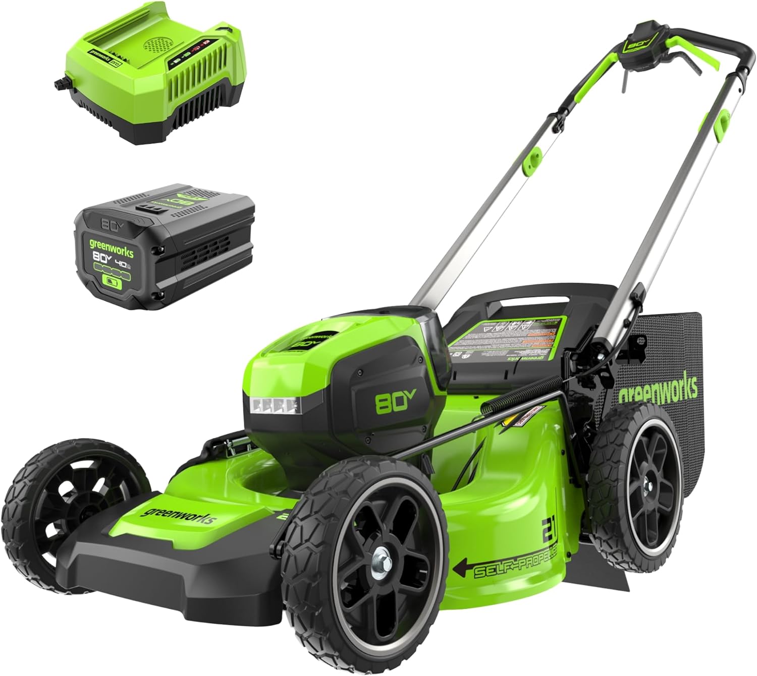 80V 21'' Self Propelled Lawn Mower & (1) 4.0 Ah Battery | Greenworks Tools