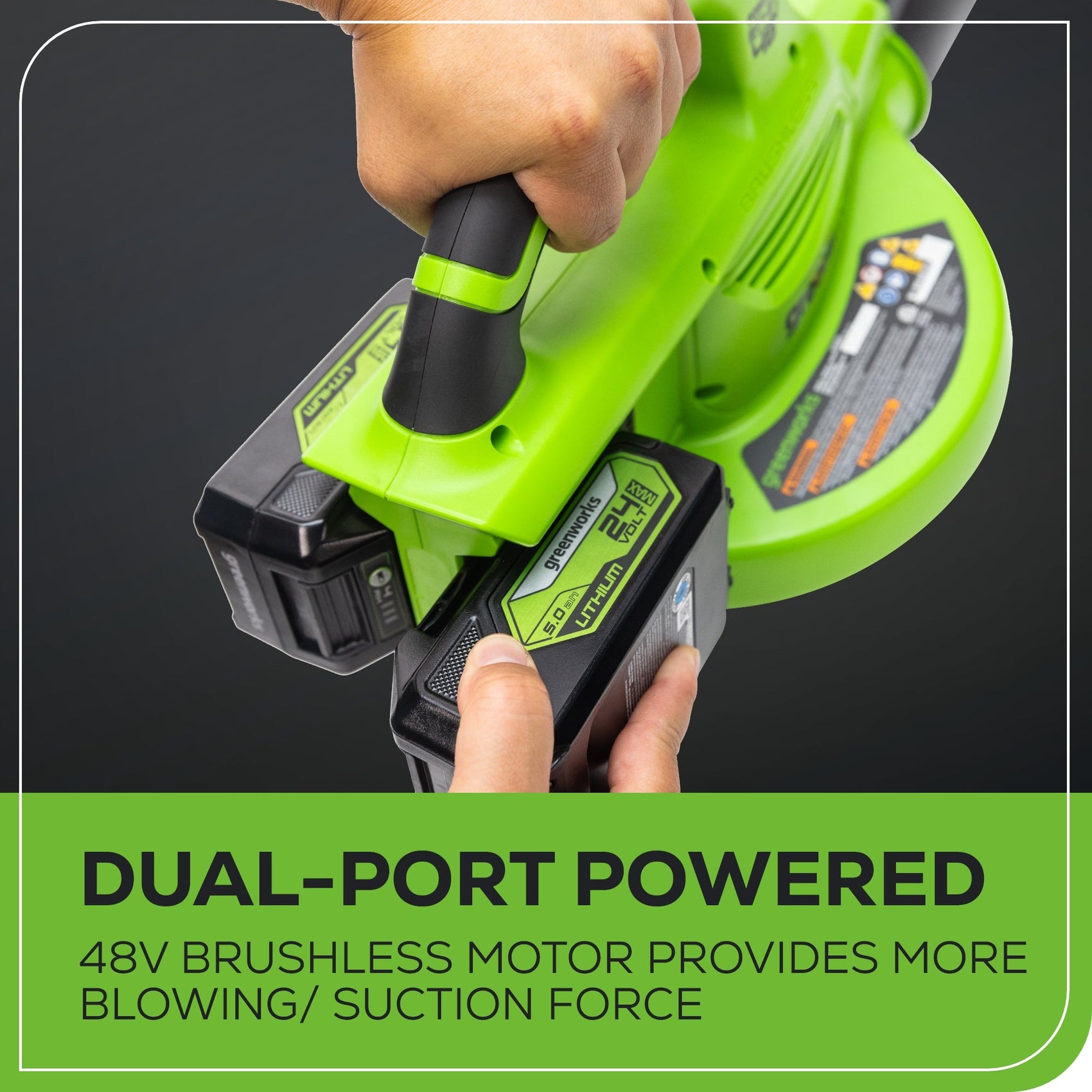 48V (24V x 2) 520 CFM Cordless Battery BL Leaf Blower/Vacuum with Bag ...