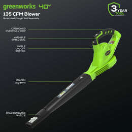 Greenworks 40V Cordless Leaf Blower Sweeper (Tool Only) | Greenworks Tools