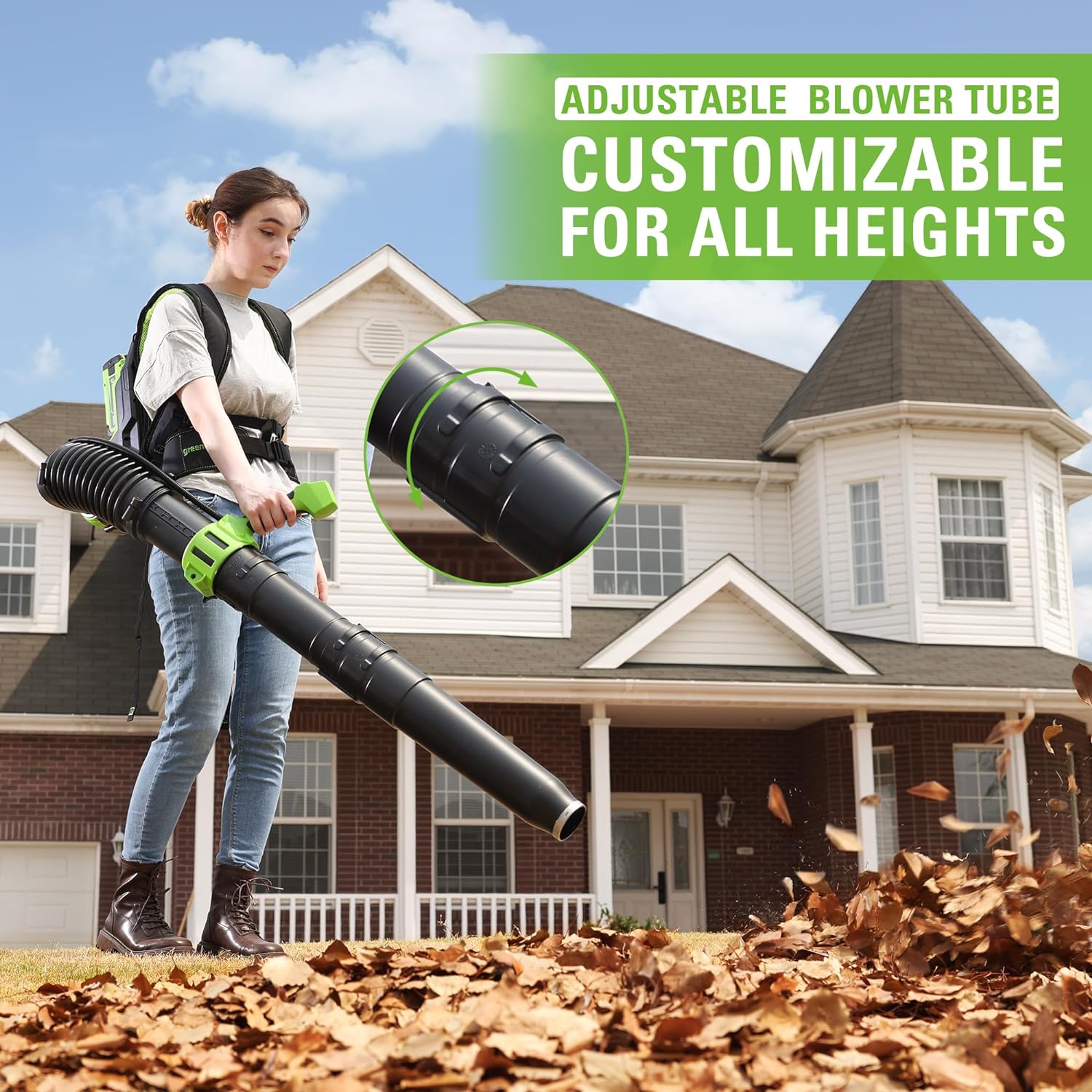 40V 710 CFM Cordless Battery Dual Port Backpack Blower w/ (2) 8.0Ah ...