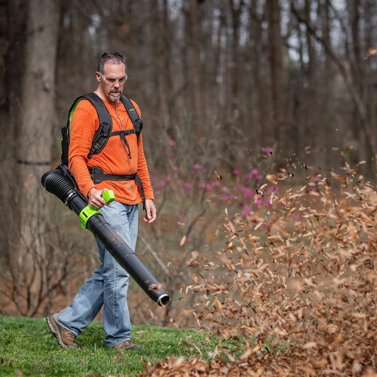 80V 800 CFM Cordless Battery Backpack Blower and Leaf Tarp w/ 4.0Ah ...