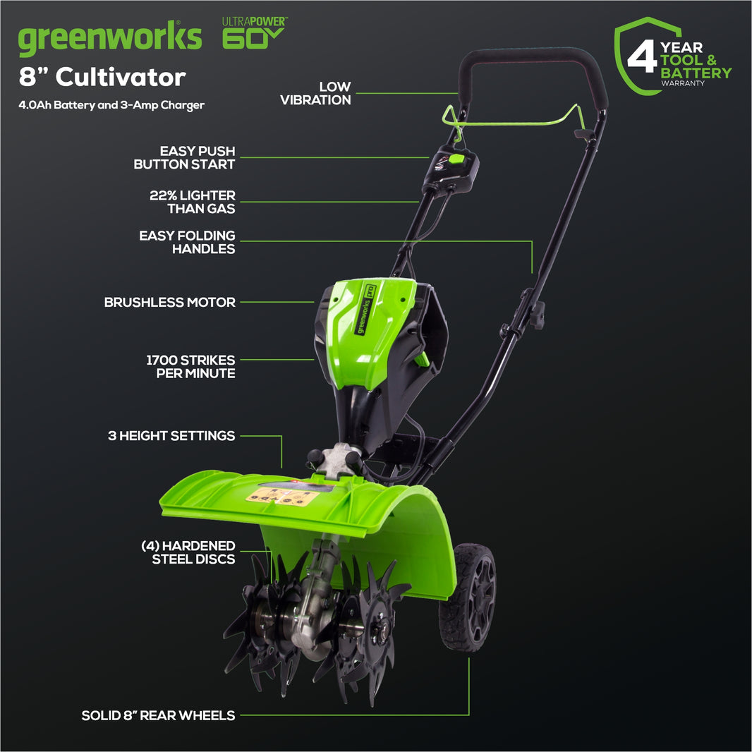 Electric Dethatchers, Cultivators, and Tillers | Greenworks Tools