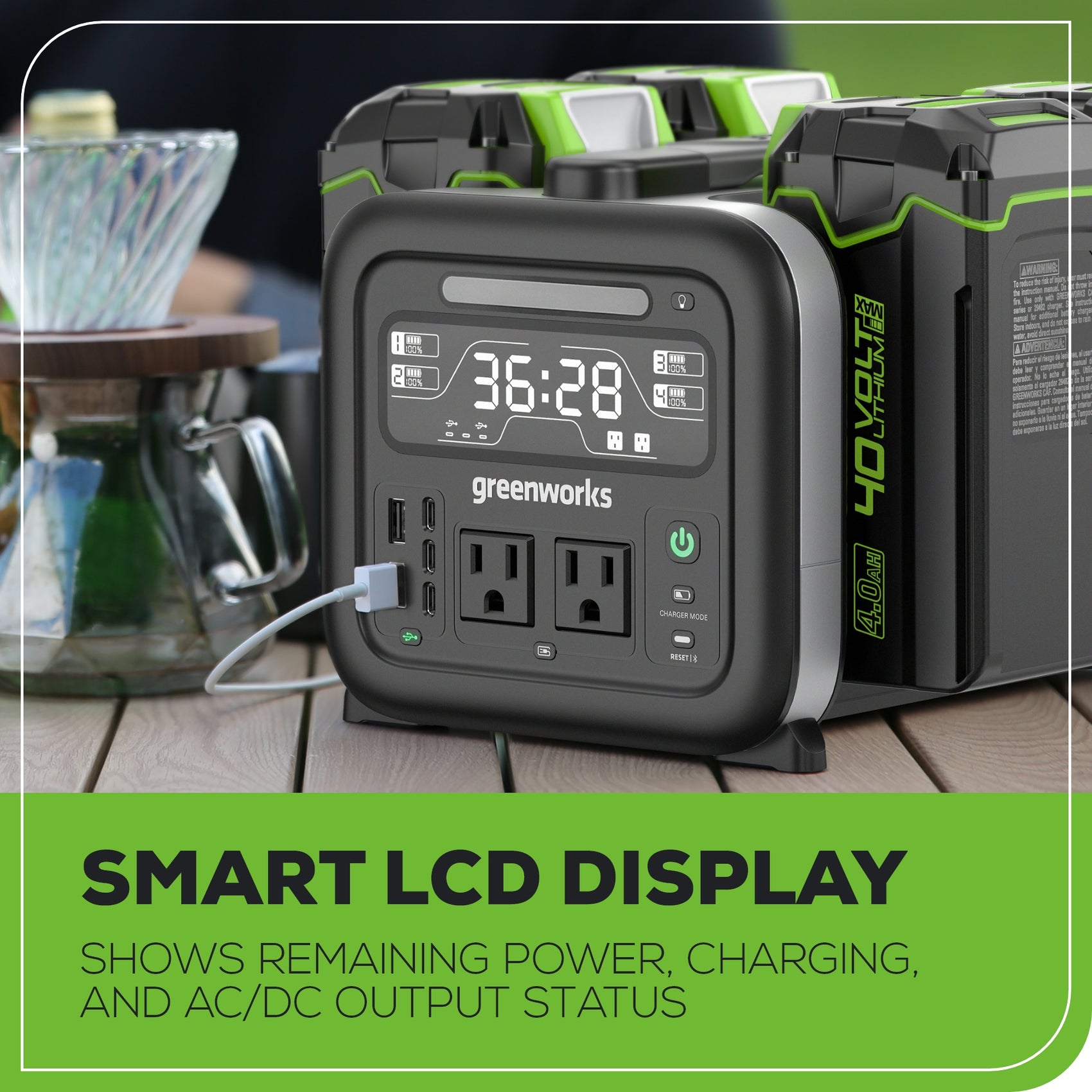 40V 500W 4-Slot Inverter Portable Power Station (Tool Only ...