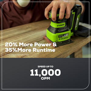 24V Cordless Battery Quarter Sheet Sander (Tool Only) | Greenworks Tools