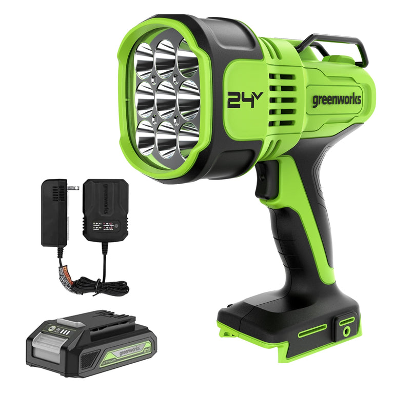 24V Cordless Battery Spot Light W/ 2.0Ah Battery & Charger | Greenworks ...