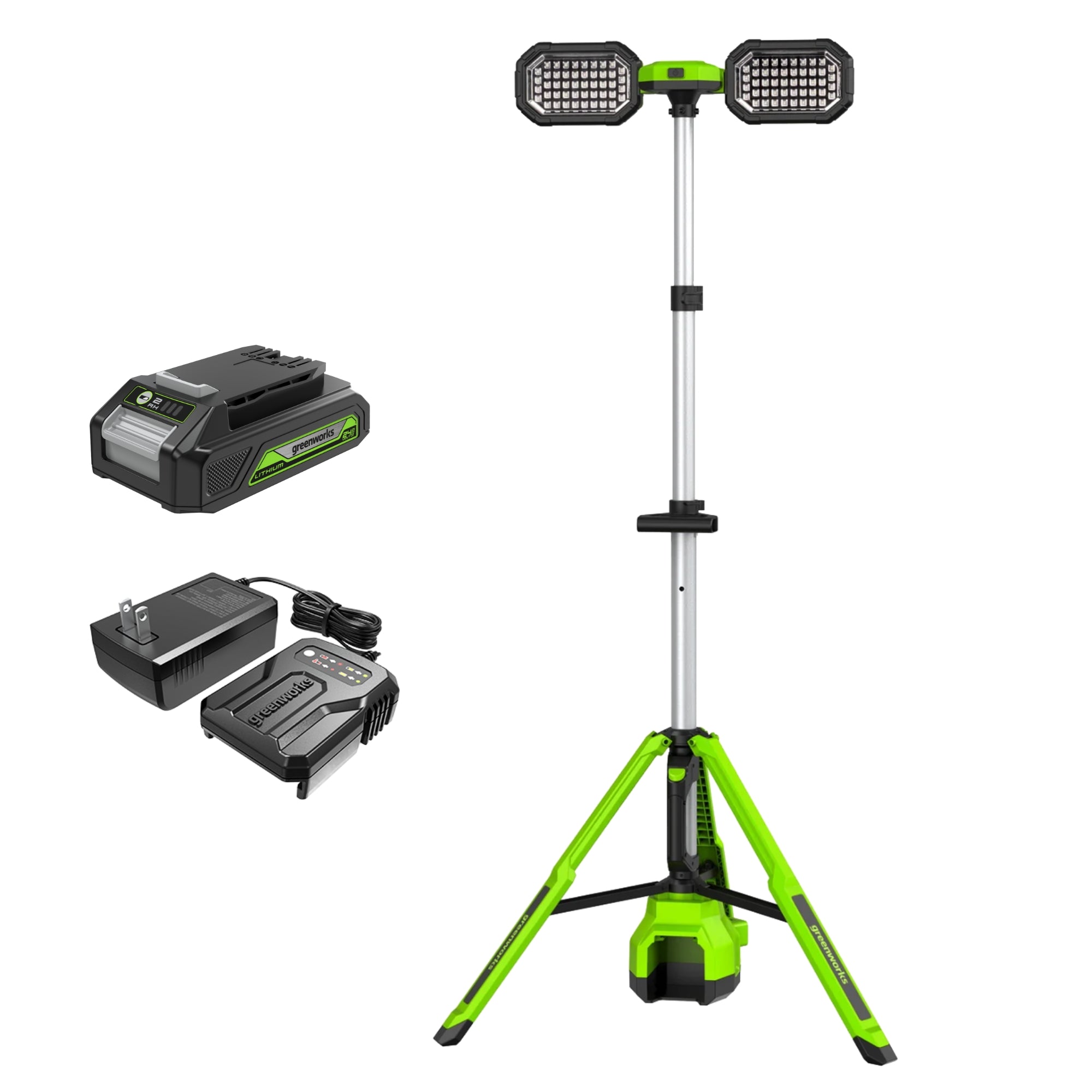 24V Cordless Battery Standing Light Kit W/ 2.0Ah Battery & Charger ...