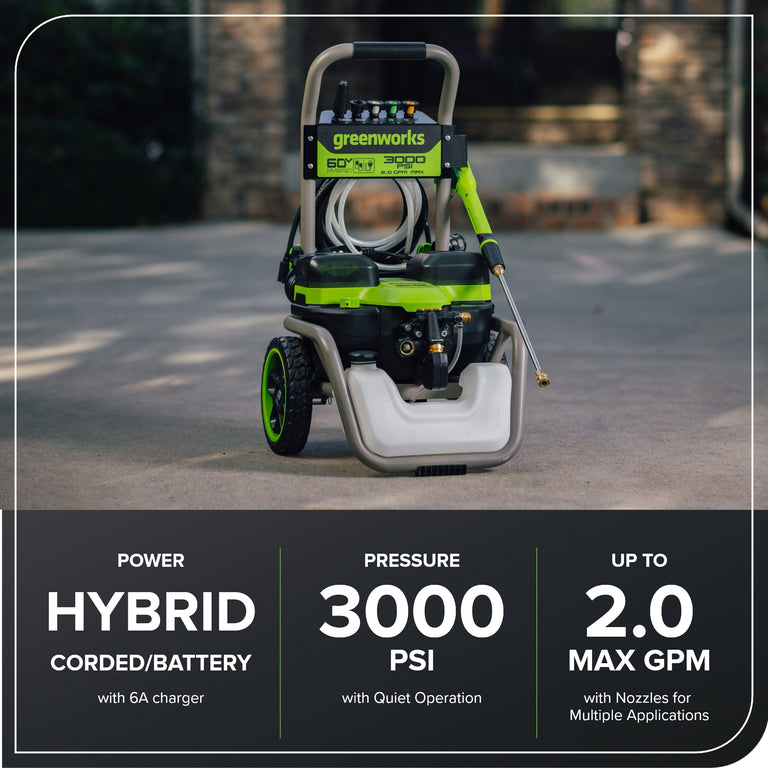 3000-PSI 2.0-GPM Pressure Washer w/ (2) 4Ah Batteries & Charger ...