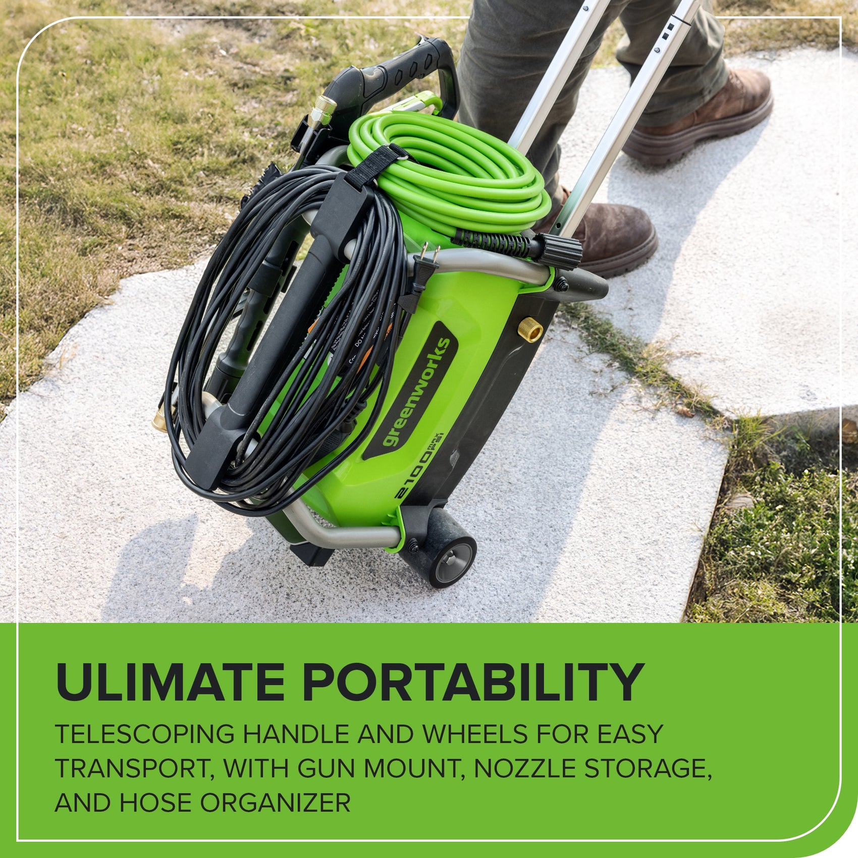 2100 PSI 1.2 GPM Cold Water Portable Electric Pressure Washer ...
