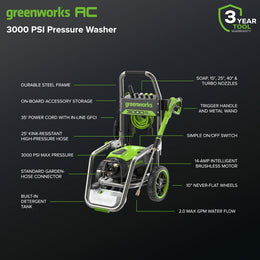 3000-PSI 2.0 GPM Pressure Washer(Gen 2) | Greenworks Tools