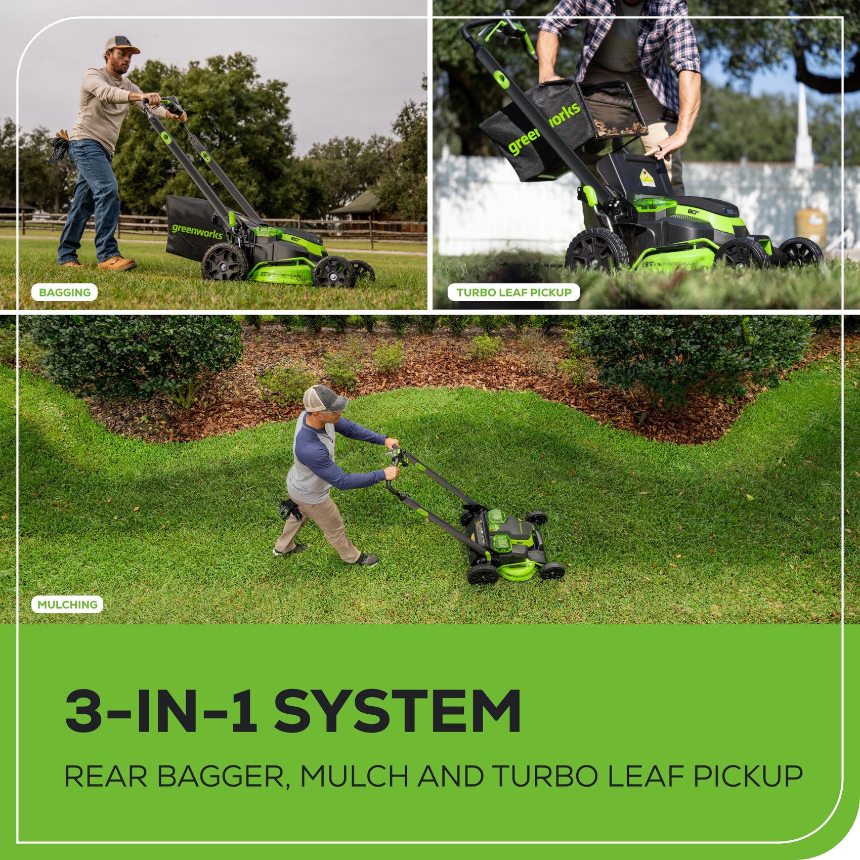 80V 25" Cordless Battery Dual Blade Self-Propelled Mower 3PC Combo Kit ...