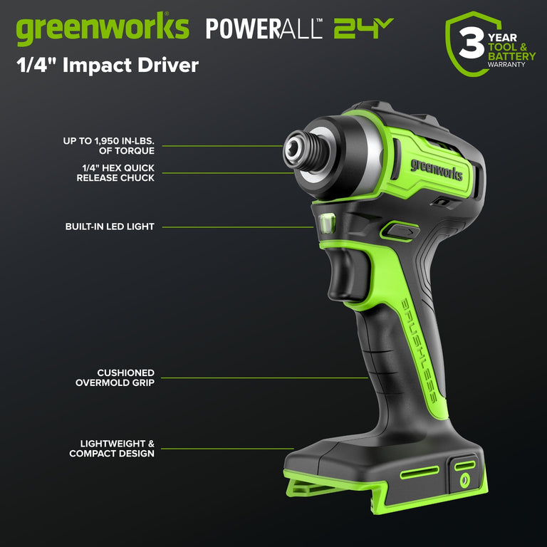 24V Cordless Battery 400 in-lbs Drill / Driver and 1950 in-lbs Impact ...