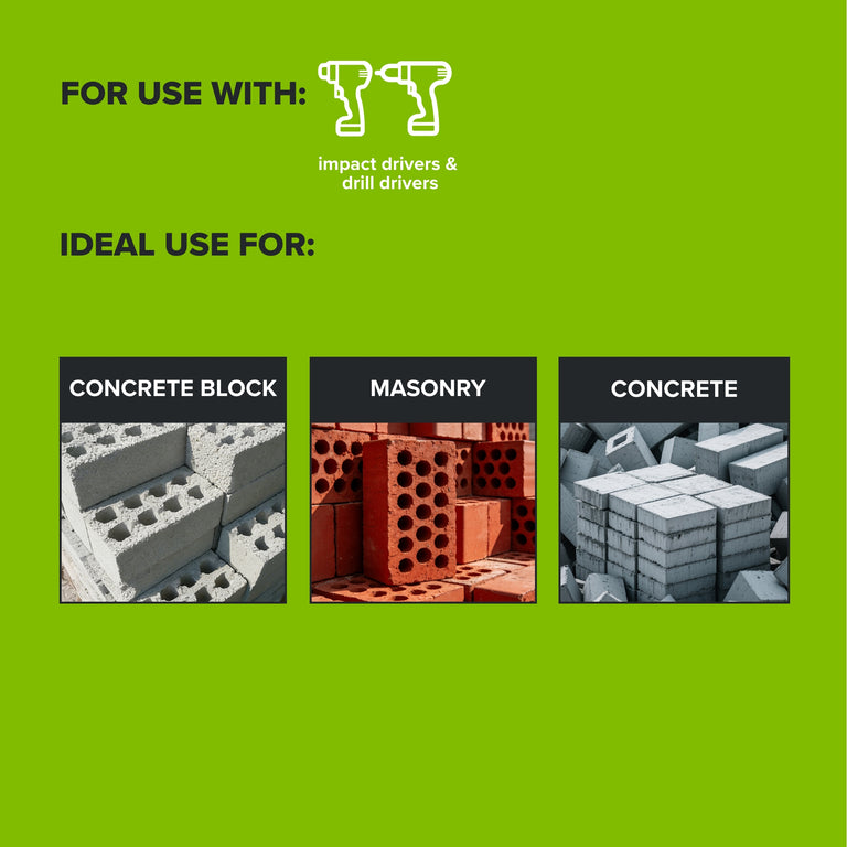 4-PC Hex Shank Masonry Drill Bit Set | Greenworks Tools