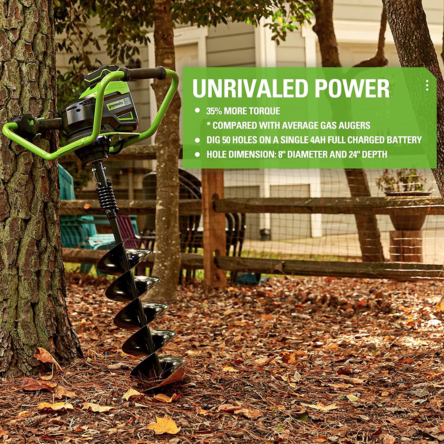 80V Cordless Battery Brushless Earth Auger / Post Hole Digger (Tool ...