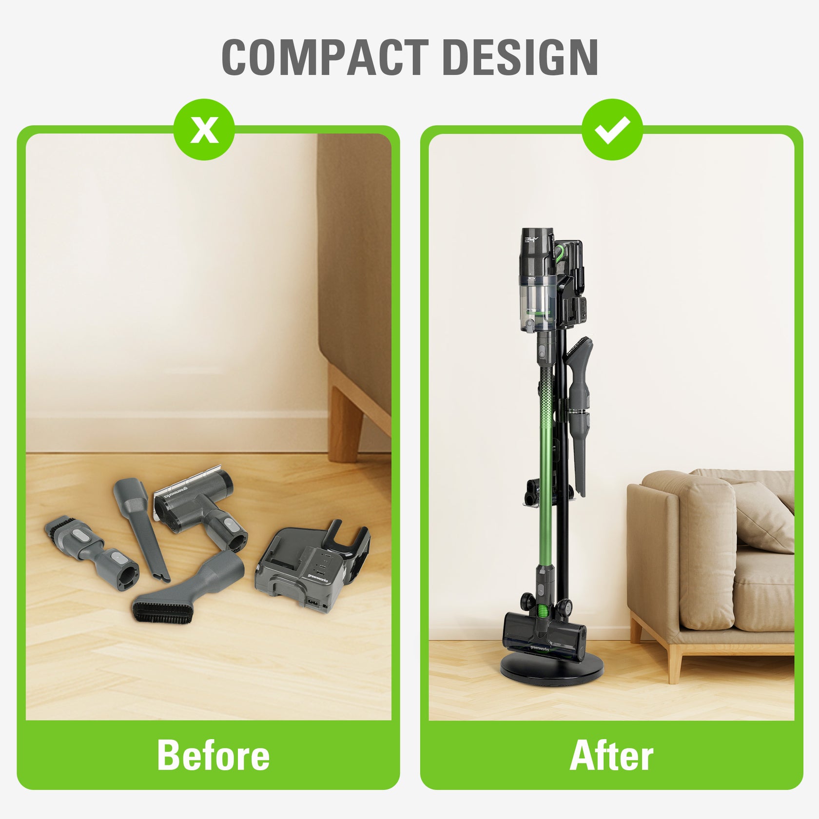 24V 2-Piece Stick Vac Stand - Black