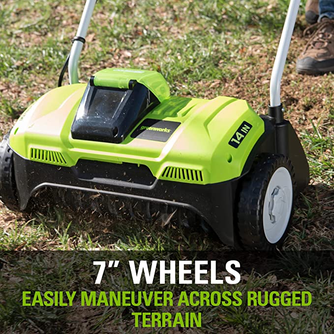 40V 14" Cordless Dethatcher W/ 4.0Ah Battery & Charger | Greenworks Tools