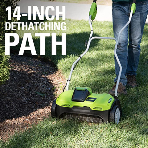 40V 14" Cordless Dethatcher W/ 4.0Ah Battery & Charger | Greenworks Tools